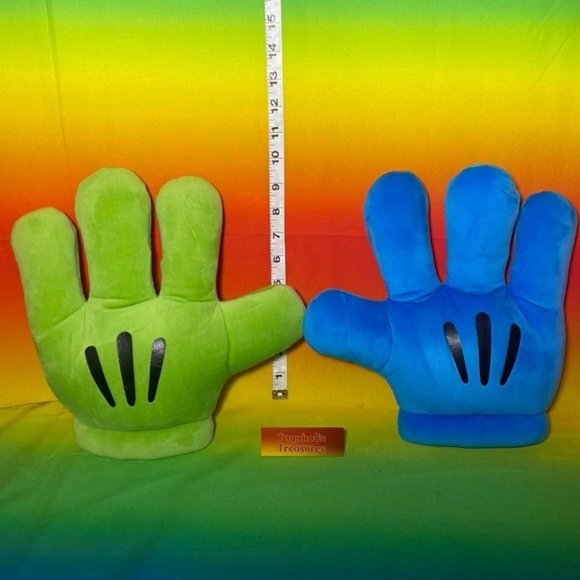 Disney | Toys | Disney Mickey Mouse Blue And Green Plush Gloves | Poshmark